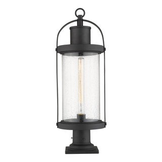 Roundhouse 1-Light Outdoor Pier Mounted Fixture Light In Black, 9.250 ...