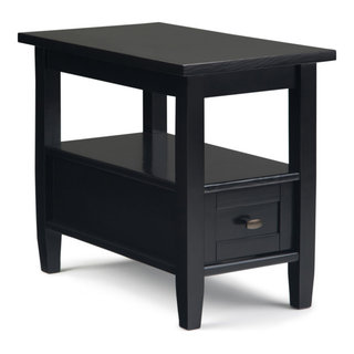 Warm Shaker Solid Wood 14" Rustic Narrow Side Table - Transitional ...