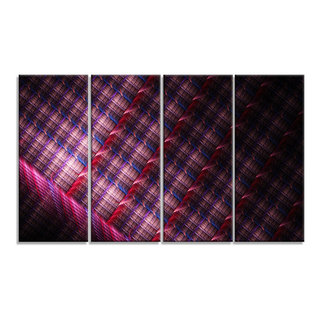 Dark Pink Abstract Metal Grill, Multipanel Abstract Art on Canvas, 48 ...