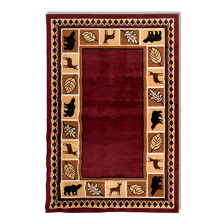 Wildlife Bear Moose Rustic Lodge Cabin Area Rug, 2'x4' - Rustic - Area ...
