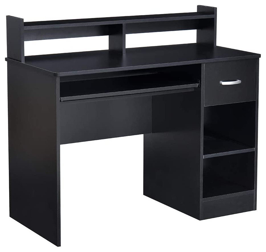 Compact Modern Desk with Sliding Keyboard Tray, Storage & Adjustable ...