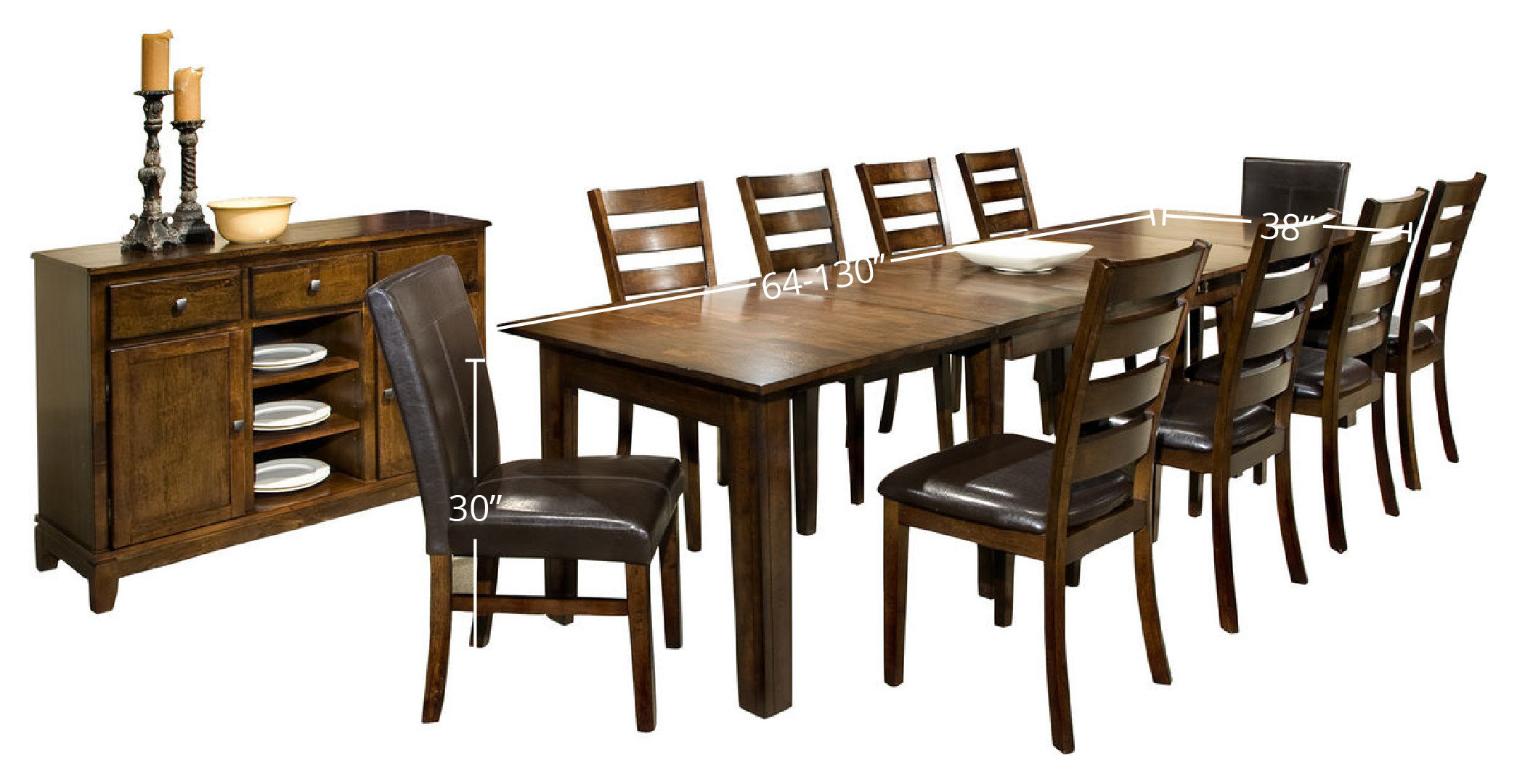 Kona 64-130" Wide Complete Table, Raisin - Transitional - Dining Tables ...
