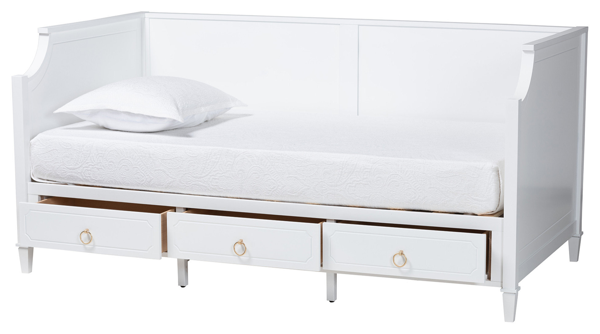 Cloe White 3-Drawer Daybed, Twin - Transitional - Daybeds - by Baxton ...