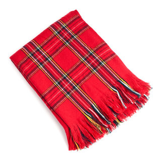 Plaid Design Throw, Red - Rustic - Throws - by Saro Lifestyle | Houzz