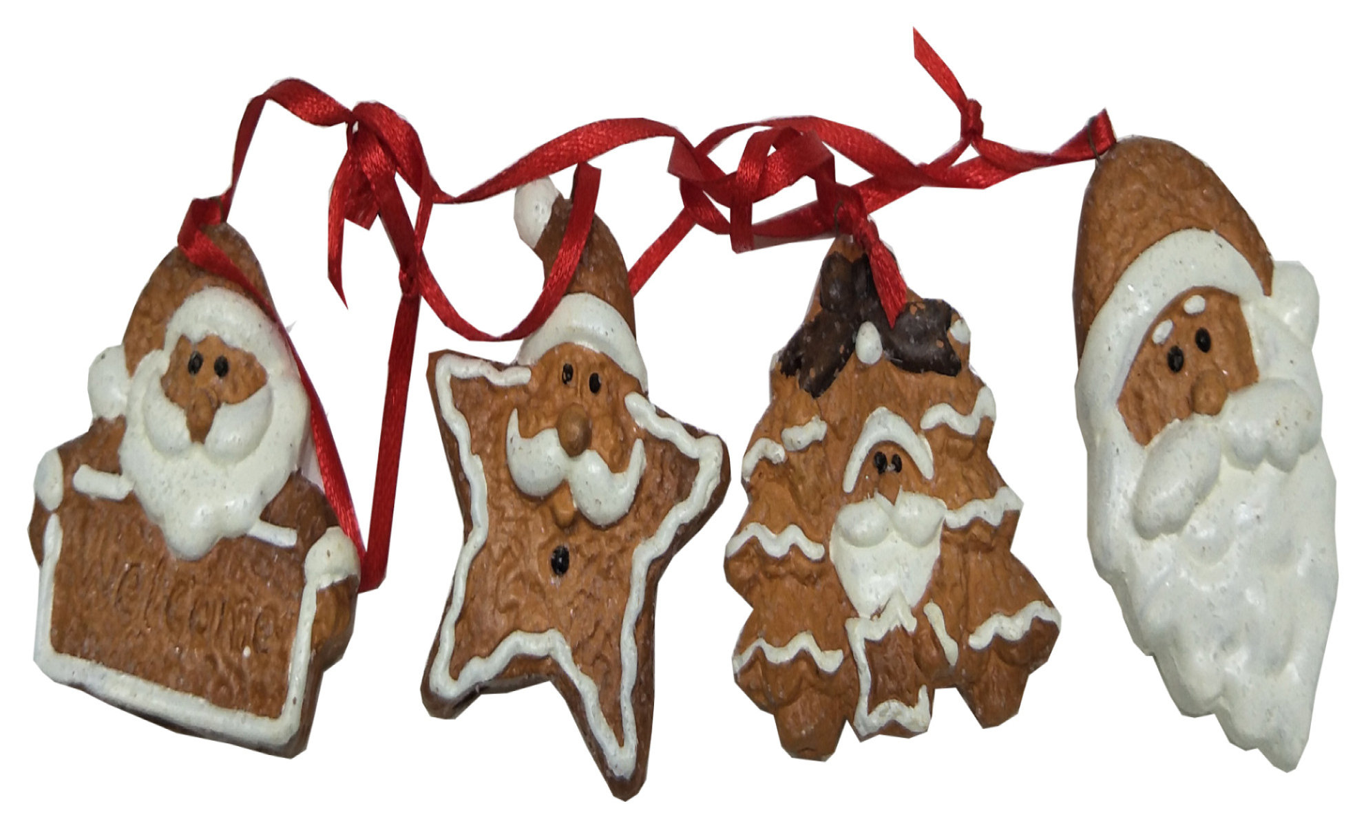 Set of 4 Santa Gingerbread Christmas Ornaments - Modern - Christmas ...
