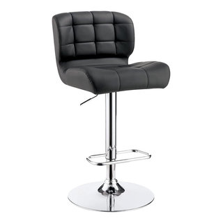 Modern Adjustable Bar Stool With Square Tufted Faux Leather Back ...