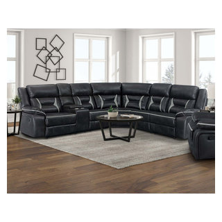 Acropolis Charcoal 3PC Manual Reclining Sectional - Living Room ...