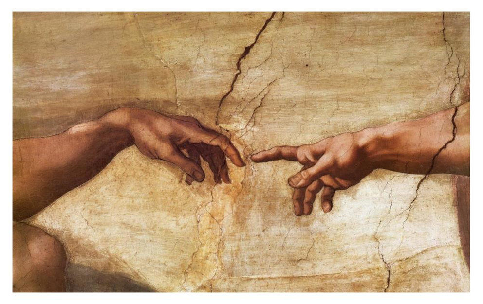 "Creation Of Adam (detail)" Digital Paper Print by Michelangelo, 24"x15 ...