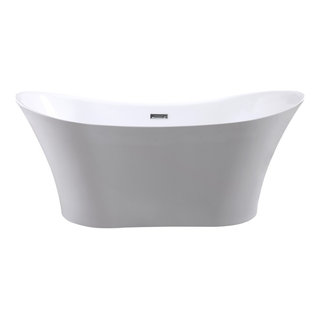 ARIEL 67" Acrylic Freestanding Bathtub Polished Chrome and Overflow ...