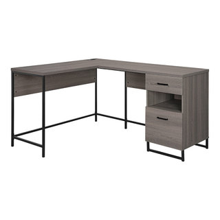 Hagney Lane L-Shape Desk With Power and Storage - Transitional - Desks ...