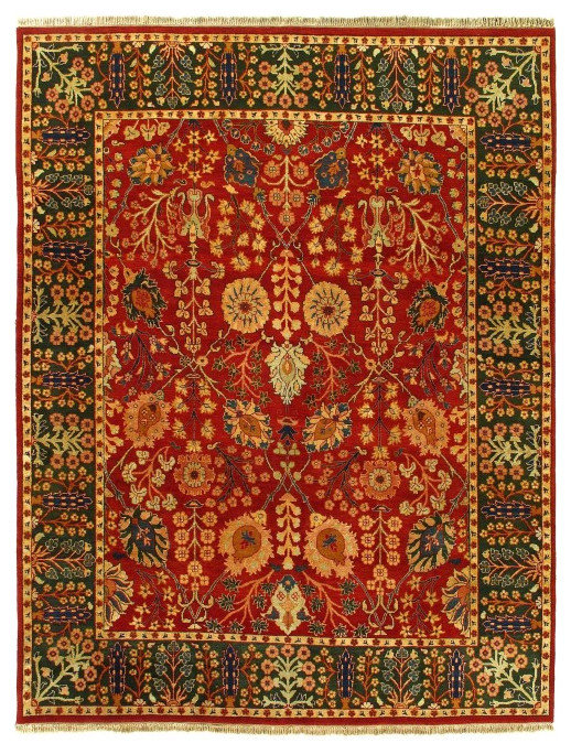 Fine Hand Knotted Indian Agra Rug 8'1''x10'2'' - Traditional - Area ...