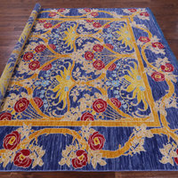 9' Square Handmade William Morris Wool Rug - Q19020, 8' 10" X 8' 11 ...