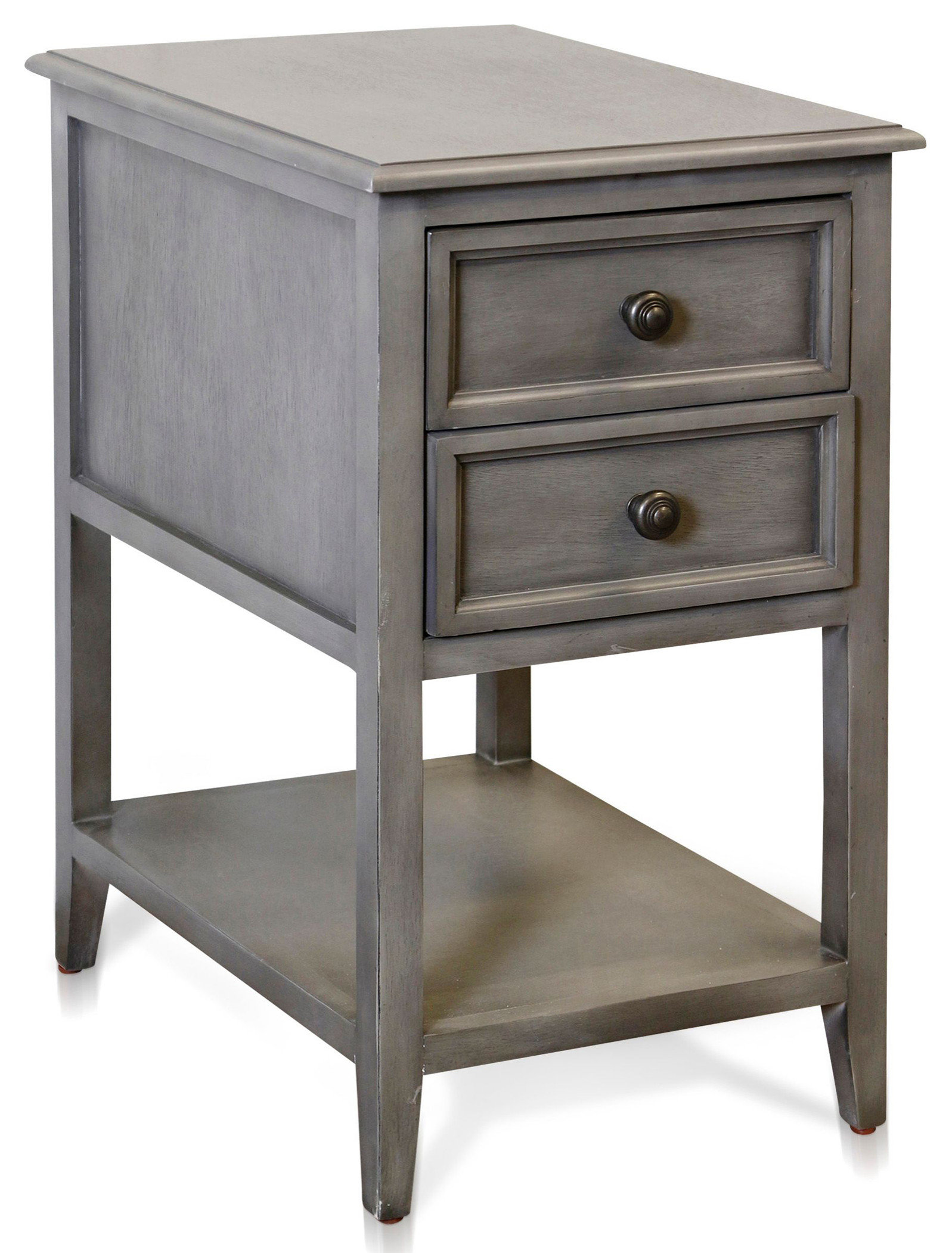 Vintage Gray Two Drawer Side Table 15"Wx25"H19"D - Transitional - Side ...