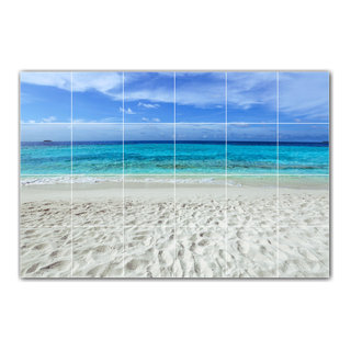 Beach Ceramic Tile Wall Mural HZ500104, 36" Wide x 24" High - Beach ...