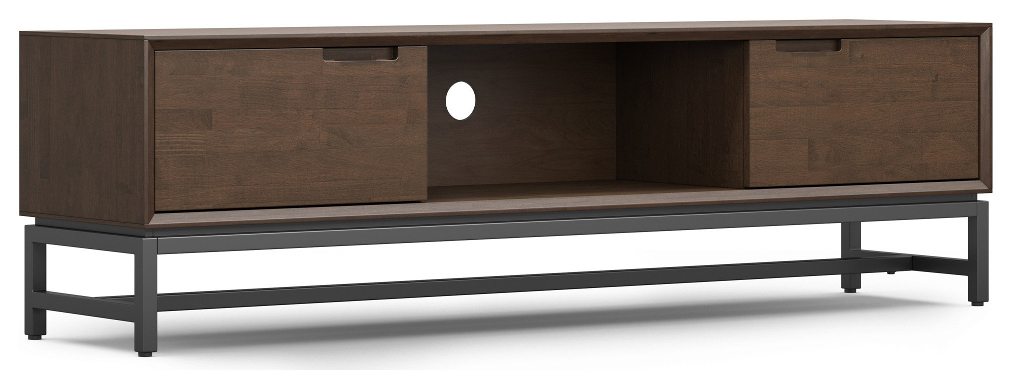Solid Hardwood 72" Low Tv Stand, Walnut Brown For Tvs Up To 80 ...