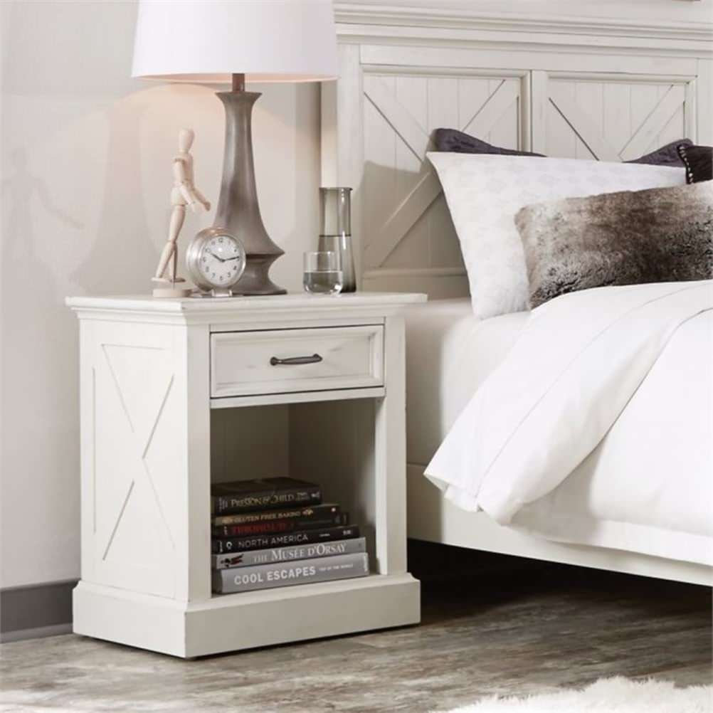Pemberly Row Rustic Night Stand in White - Farmhouse - Nightstands And ...