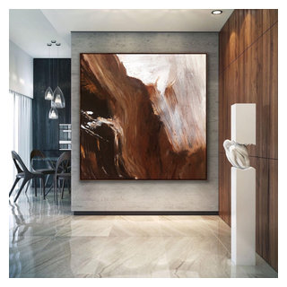 "Hazel" 60x60 IN brown white abstract Art Large Modern Painting MADE TO ...