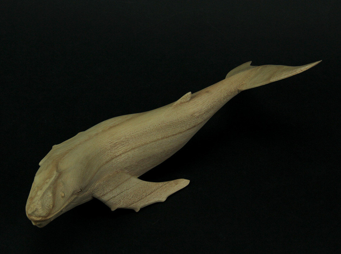 Hand Carved Wooden Swimming Humpback Whale Figure, One Size - Beach ...