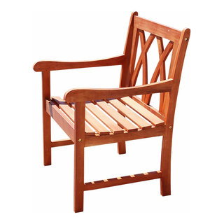 Brown Dining Armchair With Diagonal Back - Transitional - Outdoor ...
