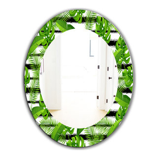 Designart Tropical Mood Foliage 14 Bohemian Frameless Oval Or Round ...