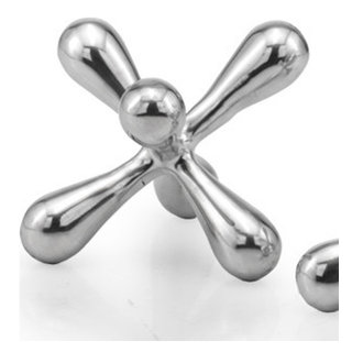 Set of Two 3" Silver Aluminum Decorative Jack Sculptures - Contemporary ...