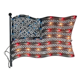 14.5 Lighted Patriotic Fourth of July American Flag Window Silhouette ...