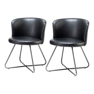 Faux Leather Side Chair With Cross Metal Legs, Set of 2 - Contemporary ...