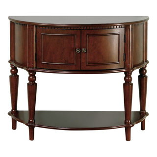 Benzara BM160197 Brown Wooden Console Table With Curved Front & Inlay ...