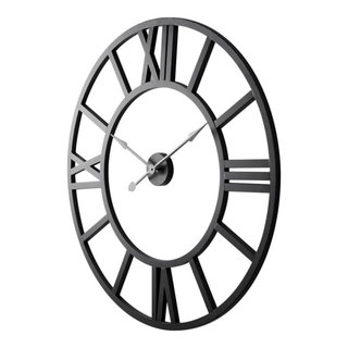 Stoke Matte Black Iron 30" Round Wall Clock - Industrial - Wall Clocks ...