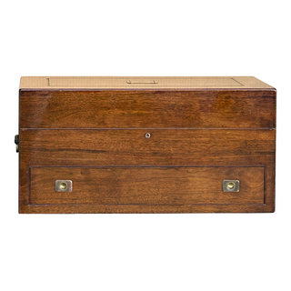 Vintage Natural Wood Light Brown Rectangular Trunk with Drawer Hws4252 ...