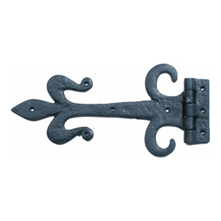 Black Wrought Iron Strap Door Hinge Fleur De Lis 12", 12"W - Rustic ...