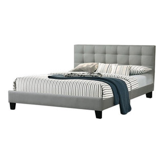 Eve Platform King Size Bed, Vertical Channel Tufted Light Gray ...