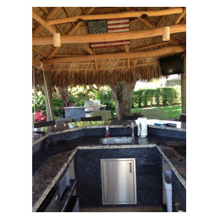 Tiki Hut, Outdoor Kitchen and Landscaping - Tropical - Miami - by ...