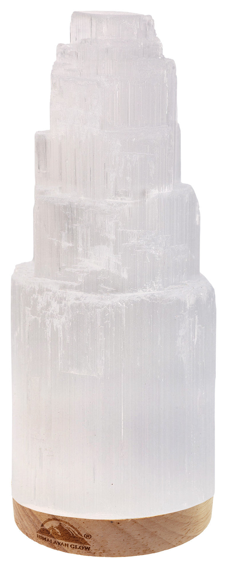 Selenite Crystal Lamp, Includes Wooden Base, LED Light & USB Cable ...