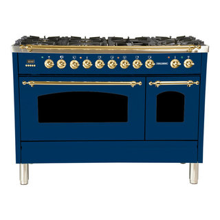 Double Oven Dual Fuel Italian Range, 48 - Contemporary - Gas Ranges And ...