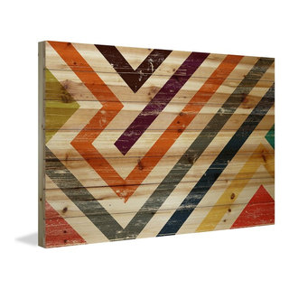 "Color Paths" Painting Print on Natural Pine Wood, 60x40 - Contemporary ...