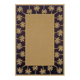 Malibu Indoor and Outdoor Outdoor Beige and Black Rug, 5'3" x 7'6 ...