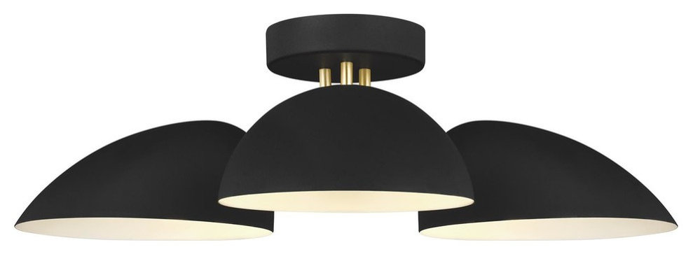 ED Ellen DeGeneres Jane 3-Light Flush Mount, Midnight Black, EF1023MBK ...