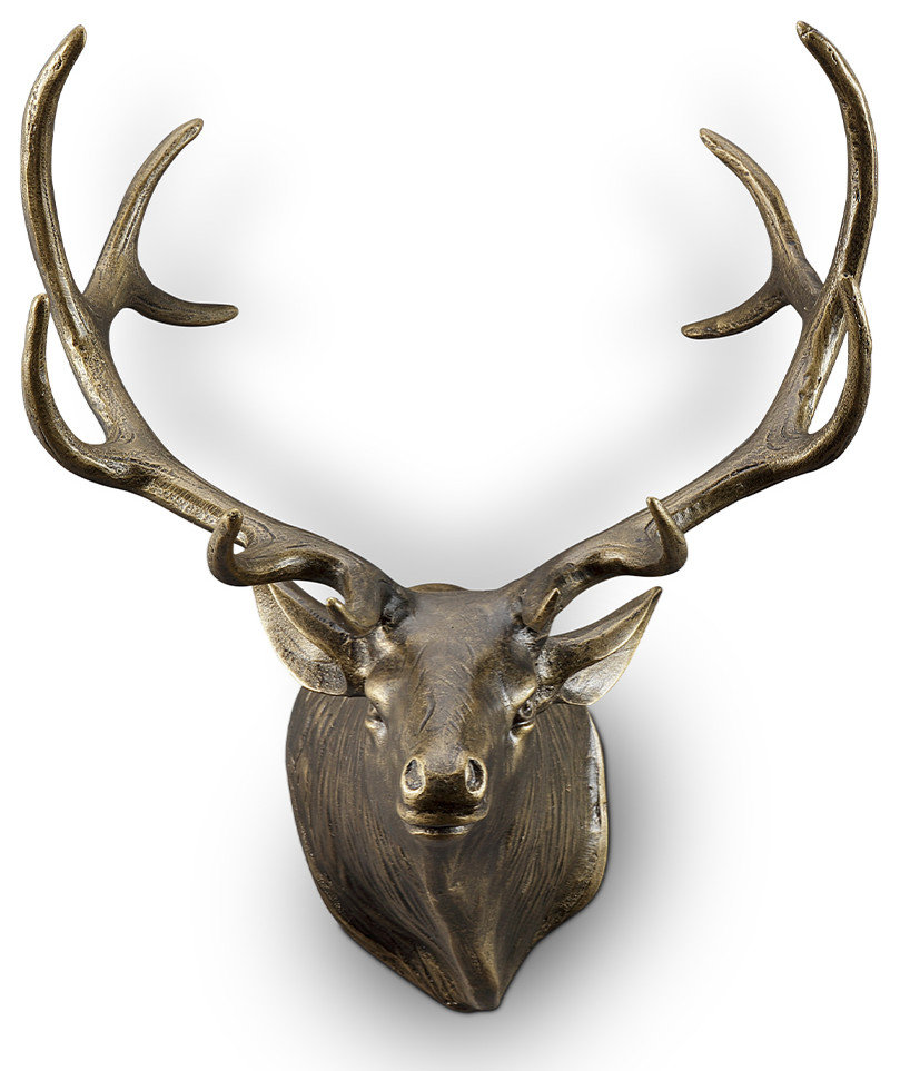 Small Deer Head Wall Decor - Rustic - Wall Sculptures - by SPI | Houzz