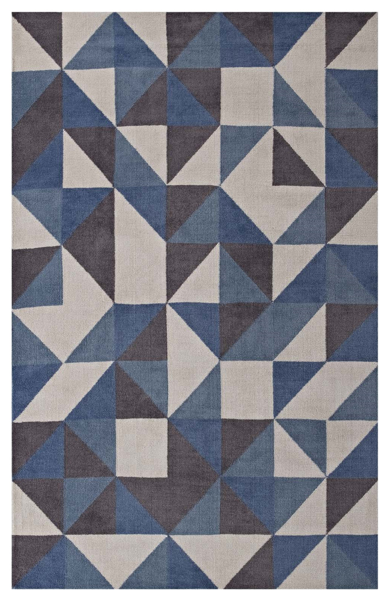 Kahula Geometric Triangle Mosaic Area Rug - Blue/White/Gray 8x10 ft ...