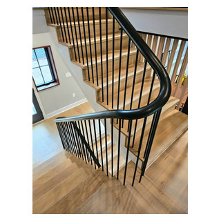 115_Stunning Continuous Rail System on 3 Story Floating Stairs ...