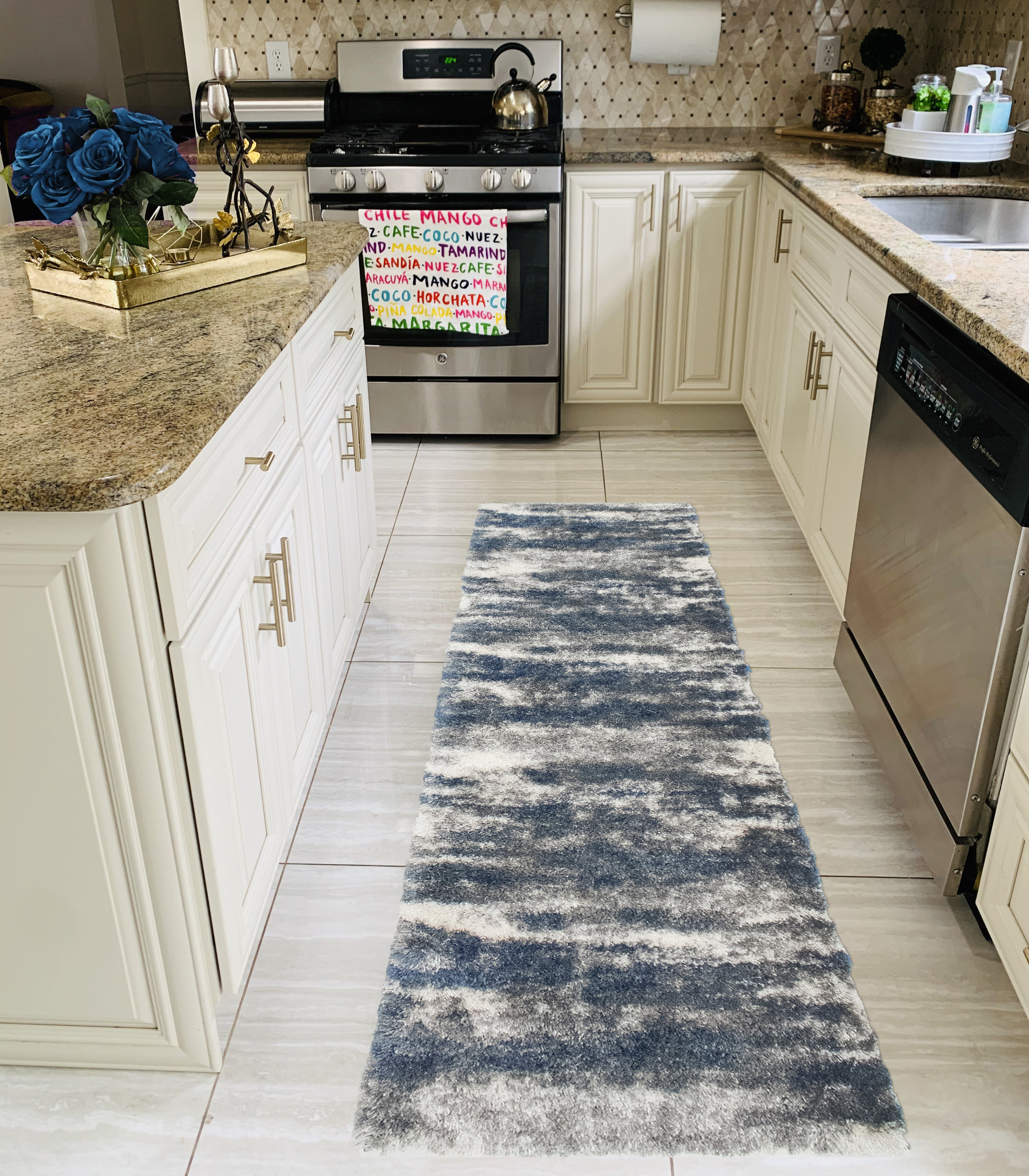 Noori Rug Shag Madison Blue/Gray Rug, 2'8" x 9'6" - Contemporary - Hall ...