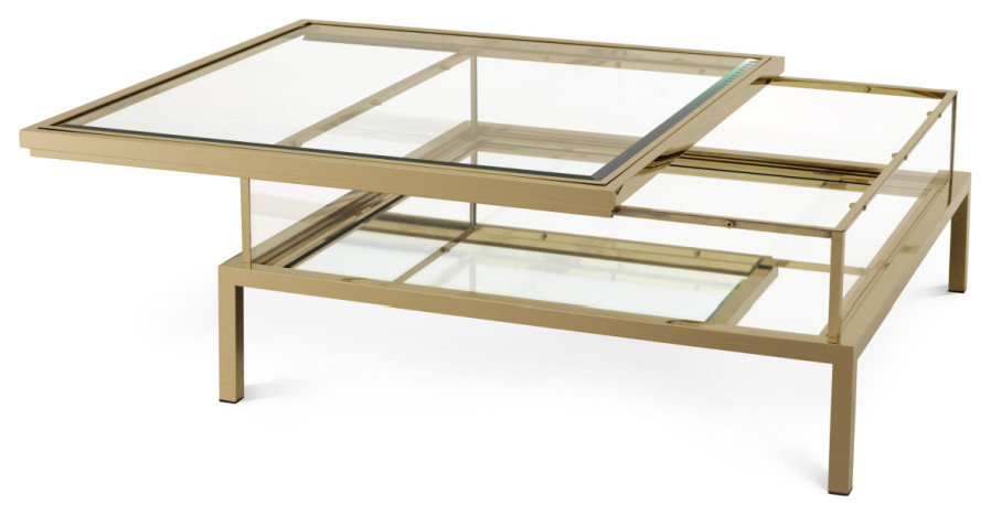 (Open Box) Brushed Brass Square Coffee Table, Eichholtz Harvey ...
