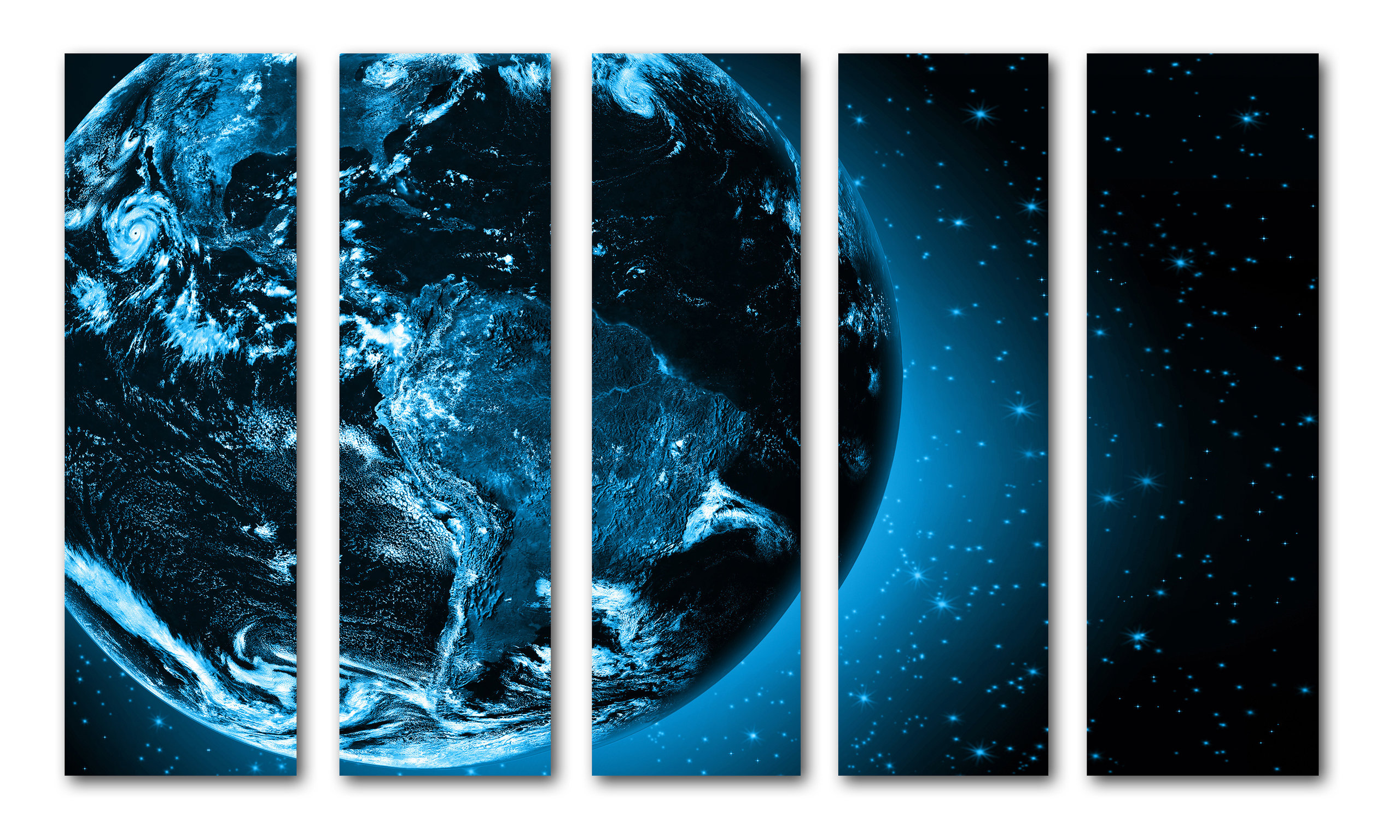 Dark Blue Earth, From Space, Canvas Print, 5 Panel Split Wall Art ...