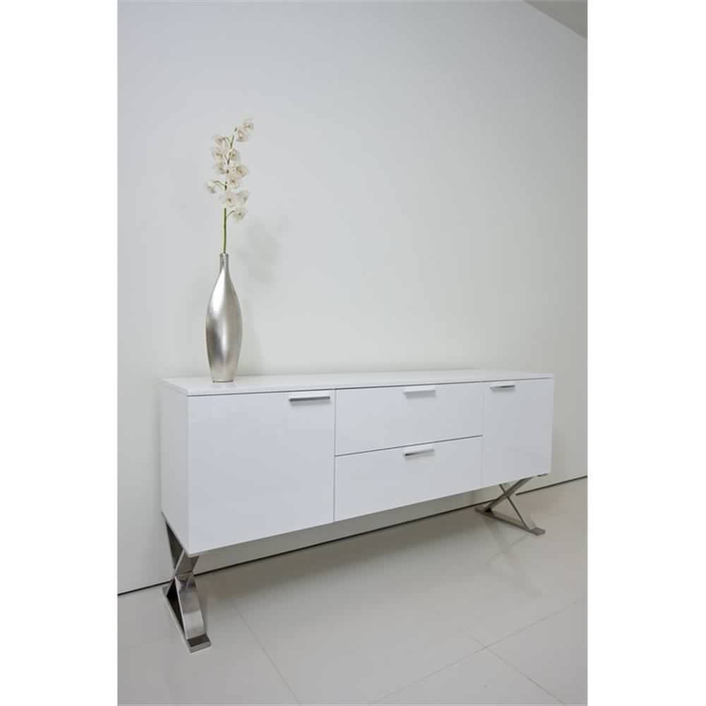 Pangea Home Alexa Modern Gloss Lacquer & Polished Steel Metal Buffet in ...