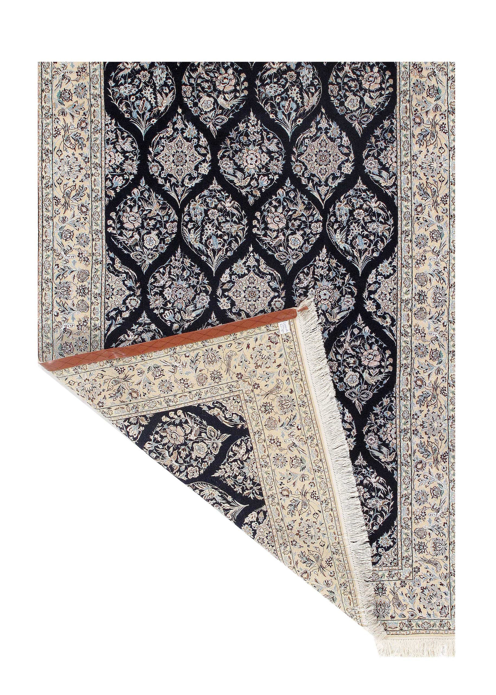 Navy Blue Persian Silk And Wool Habibian Nain 4'11''x7'9 ...