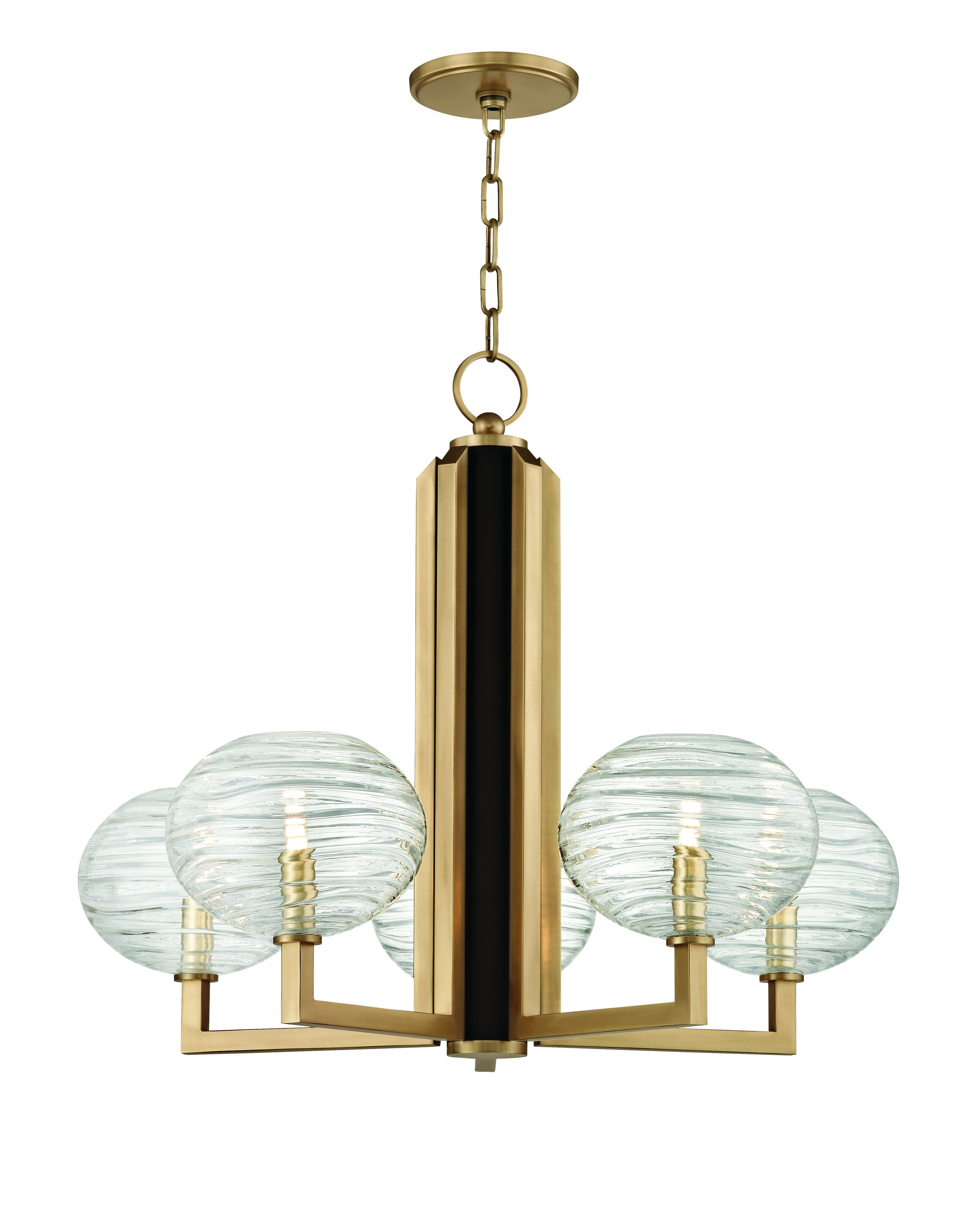 Contemporary Five Light Chandelier Aged Brass 5-Light LED Chandelier ...