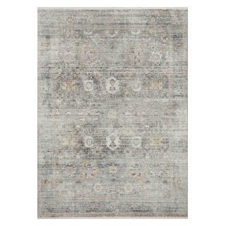 Loloi Bonney Bny-06 Vintage/Distressed Rug, Teal/Gold, 5'3"x7'6 ...