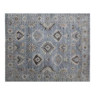 Antique Weave Oushak Hand-Knotted Wool Light Blue Area Rug, 12'x15 ...