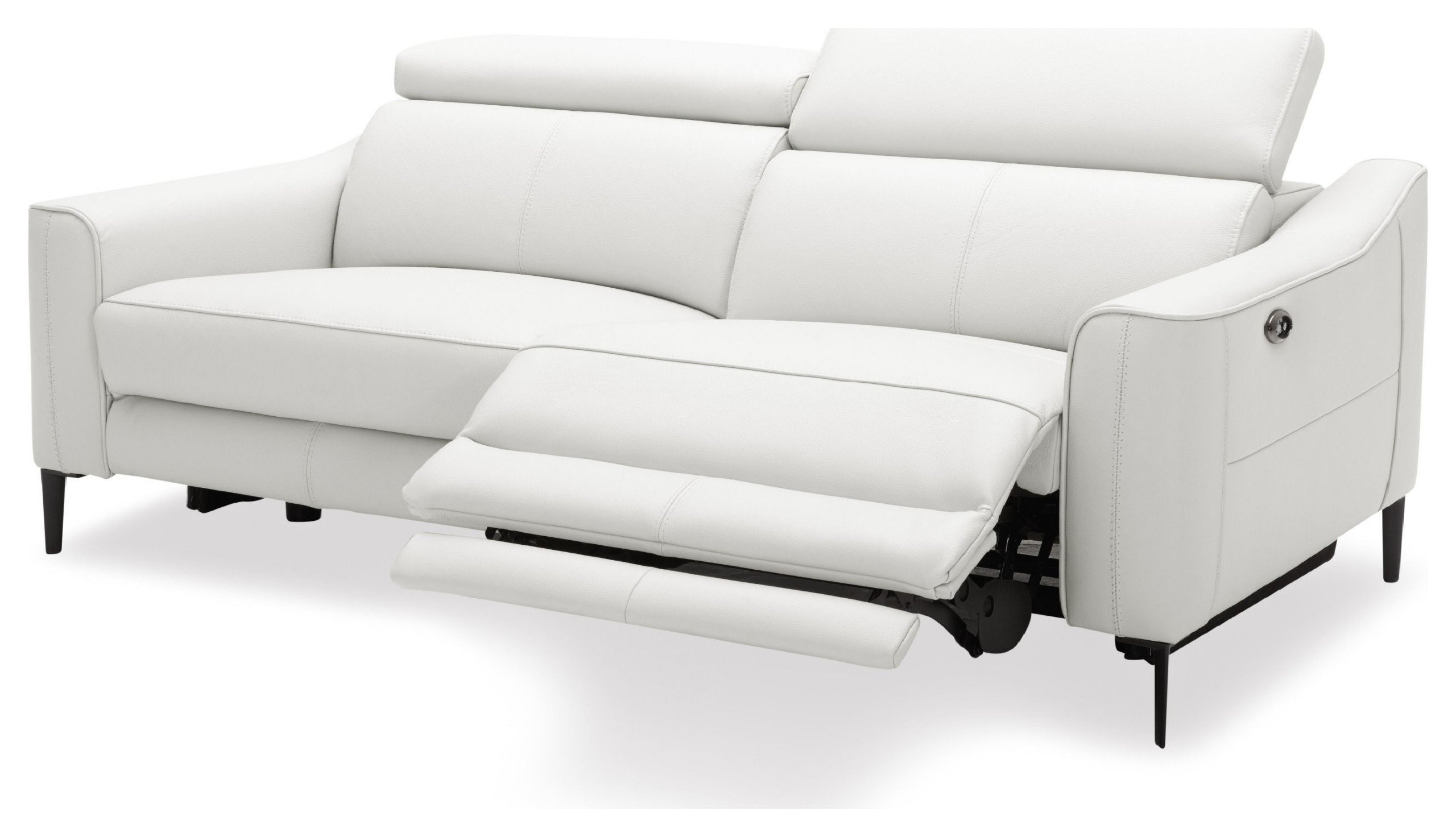Divani Casa Eden Modern White Leather Sofa With 2 Recliners ...